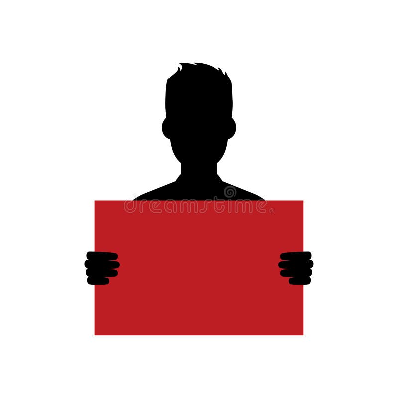 Silhouette Guy Holding Blank Sign Stock Vector - Illustration of sign ...