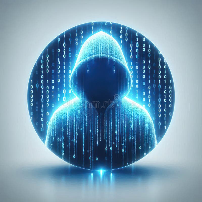 Silhouette of a Hacker with Code in the Background, Cybersecurity ...