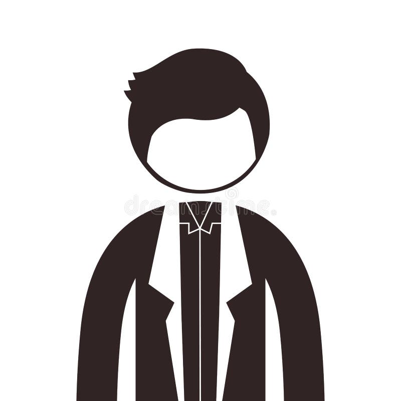 Silhouette Half Body Man with Jacket Stock Vector - Illustration of ...