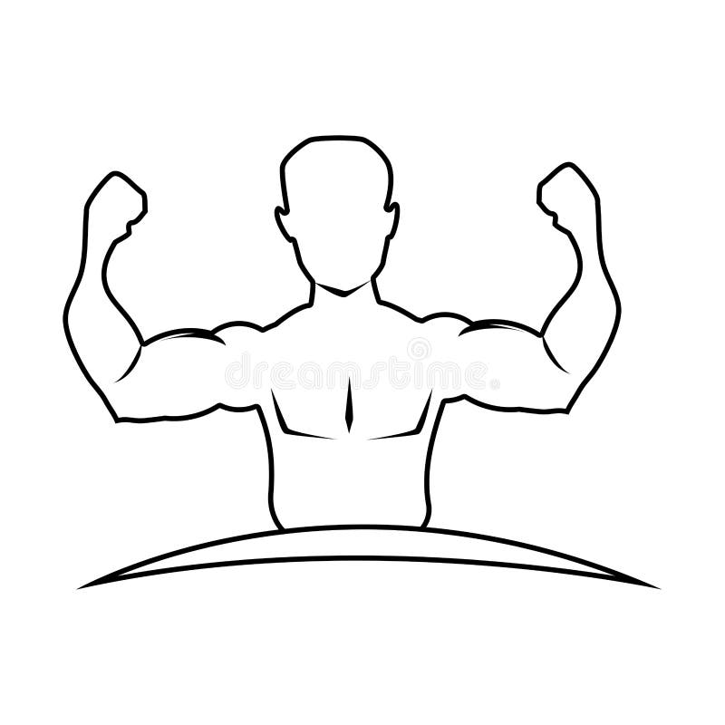 Silhouette Half Body Muscle Man Stock Vector - Illustration of club ...