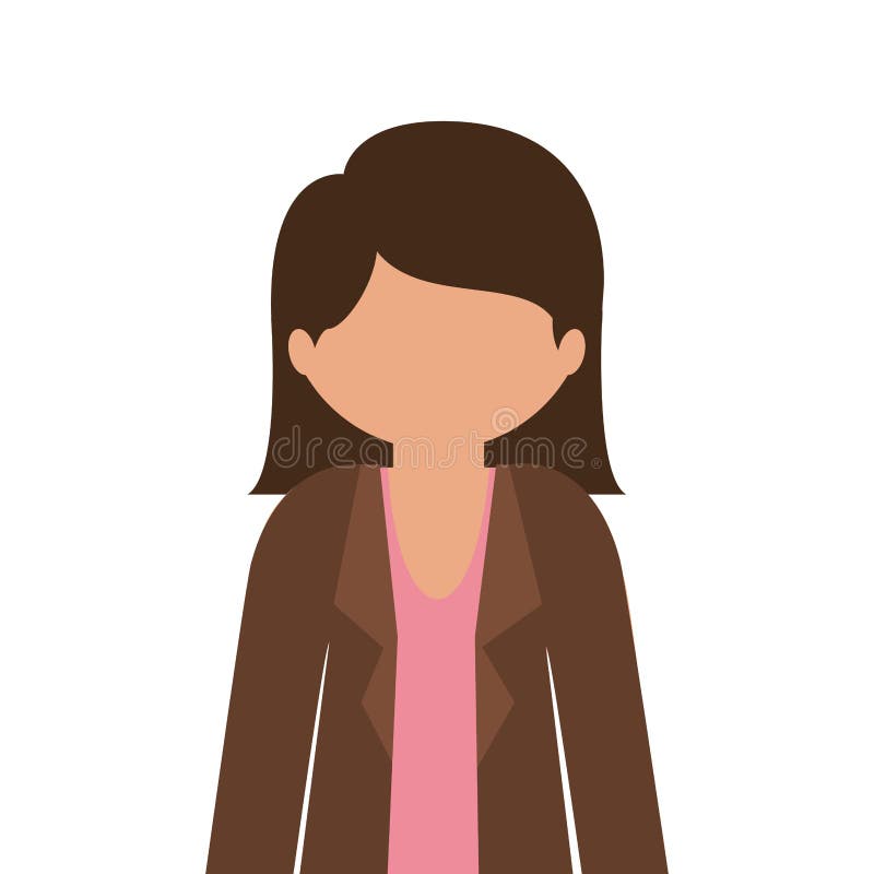 Silhouette Half Body Woman with Jacket without Face Stock Illustration ...