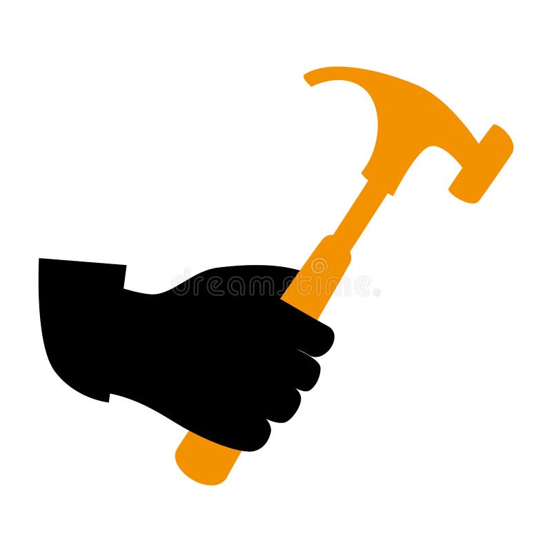Silhouette Hand Holding Hammer Icon Stock Vector - Illustration of ...