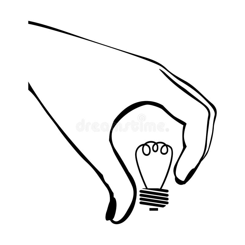 Silhouette Hand with Light Bulb Stock Vector - Illustration of power ...