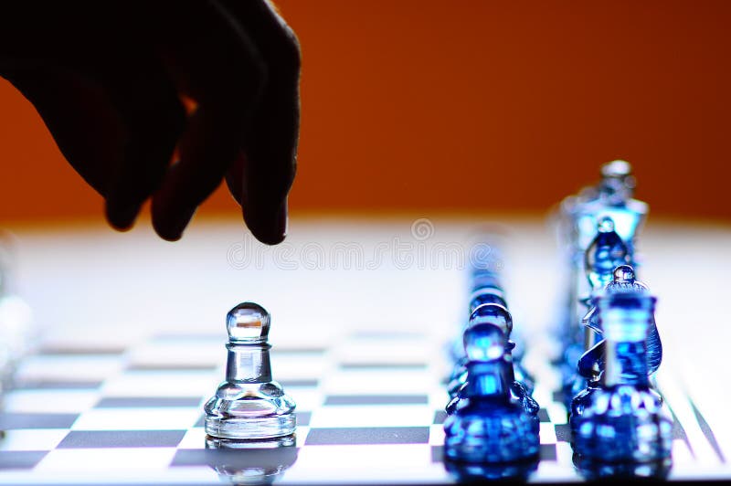 Silhouette Hand Making Chess Move Stock Photo - Image of hand, chess ...