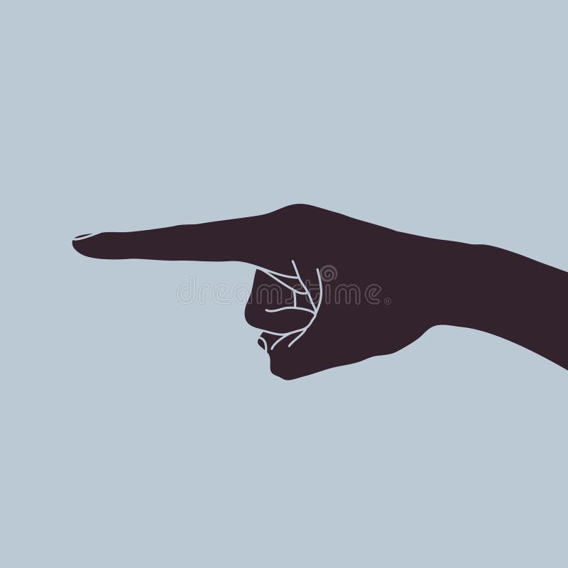 Silhouette of a Hand with Pointing Index Finger. Side View Stock Vector ...