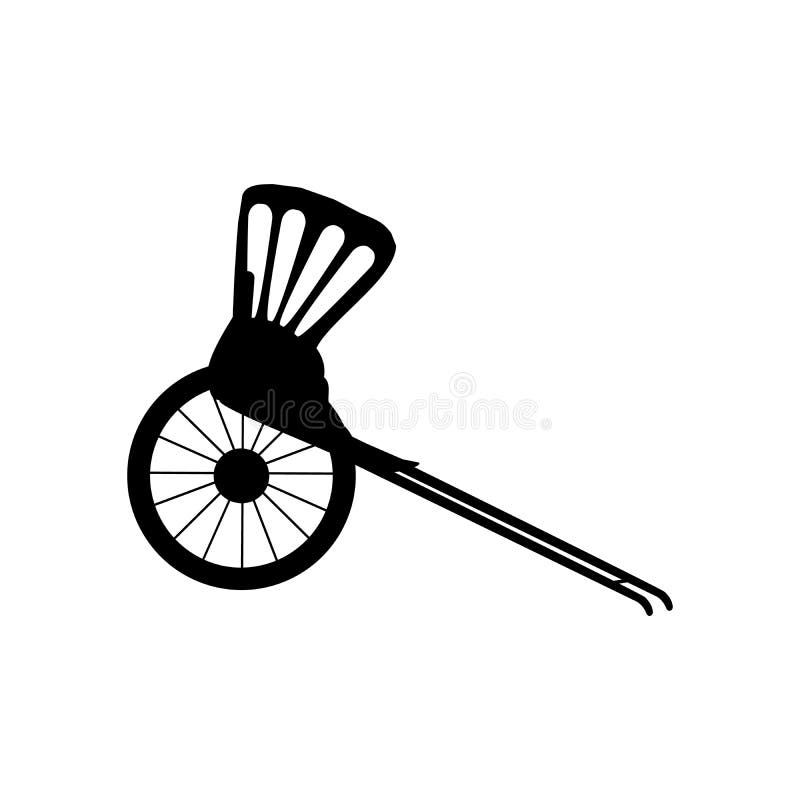 Silhouette Hand Pulled Rickshaw. Traditional Transportation Stock ...