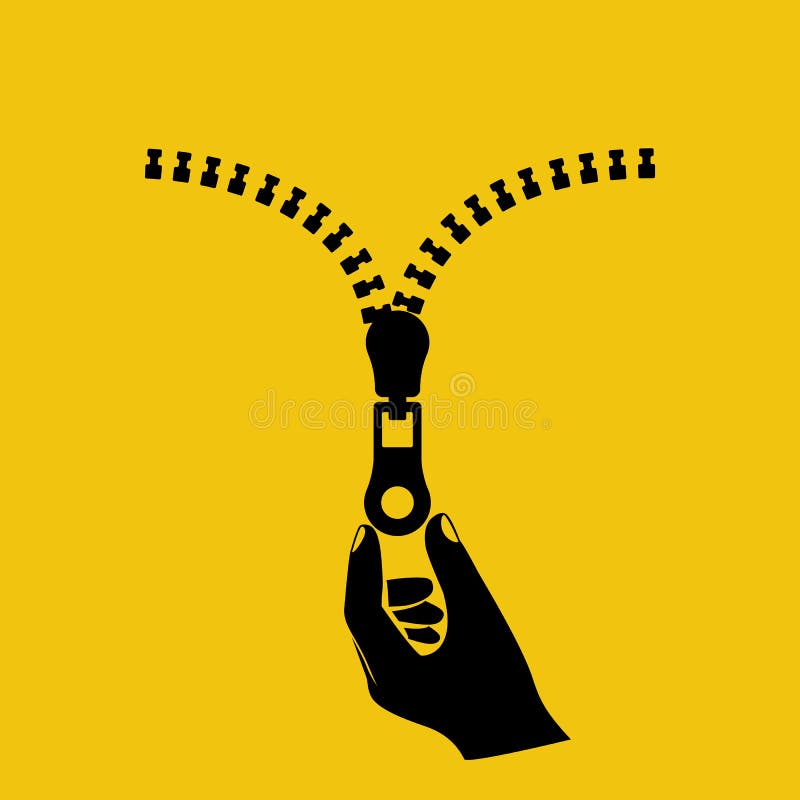 Hand pulling zipper stock vector. Illustration of flat - 136294925