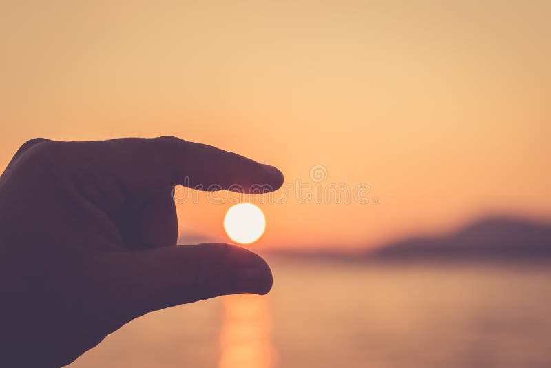 Silhouette of Hand with Sign on Sun Stock Photo - Image of nature ...