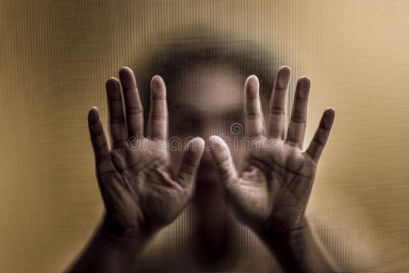 Silhouette Of Hand Behind Glass Foreground Stock Photo - Image of ...