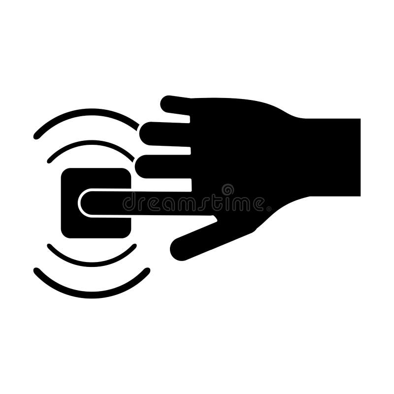Silhouette Hand Touch Button Wifi Graphic Stock Vector - Illustration ...