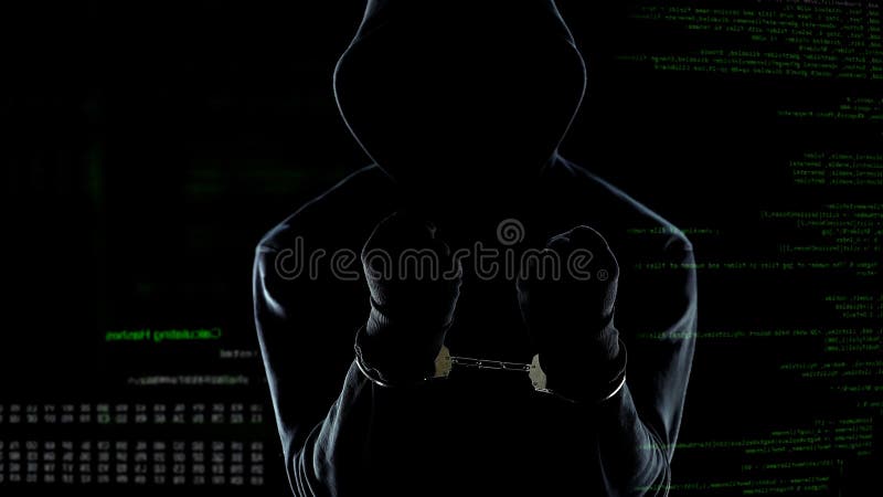Silhouette of Handcuffed Anonymous Standing in Front of Animated ...