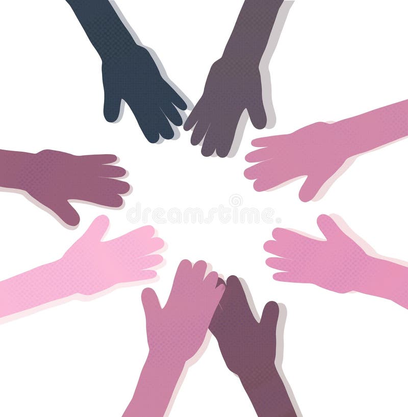 Silhouette Hands in Circle, Unity Diversity of People, Support. Group ...