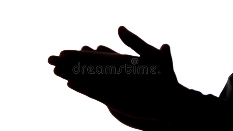 Silhouette of Hands is Clap on White Background Stock Footage - Video ...