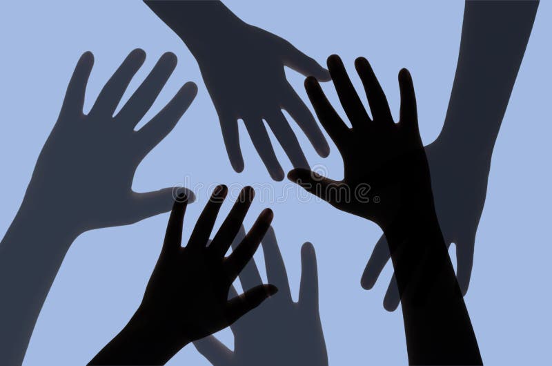 Silhouette of Hands with Deep Blue Filtered. Stock Illustration ...