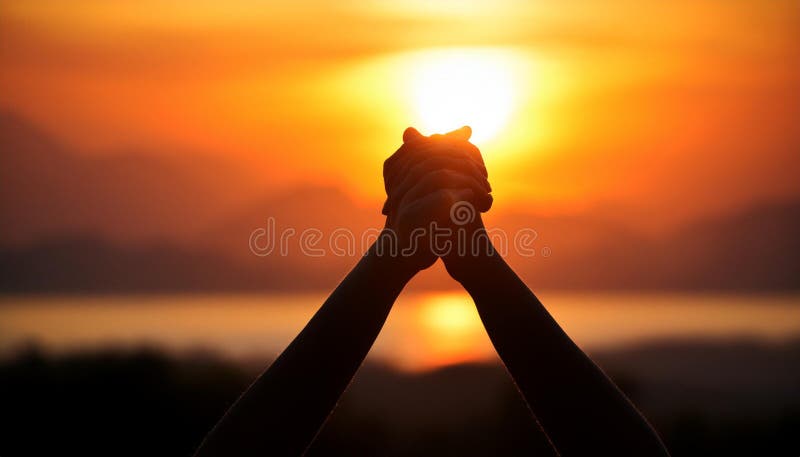 A Silhouette of Hands Intertwined, Captured in the Glow of a Sunset ...