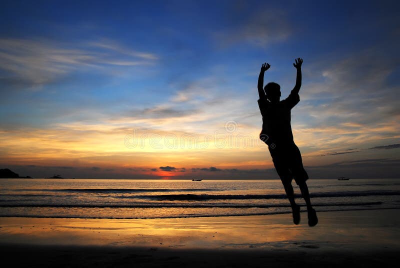 Jumping man stock photo. Image of holiday, jumping, blue - 30084736