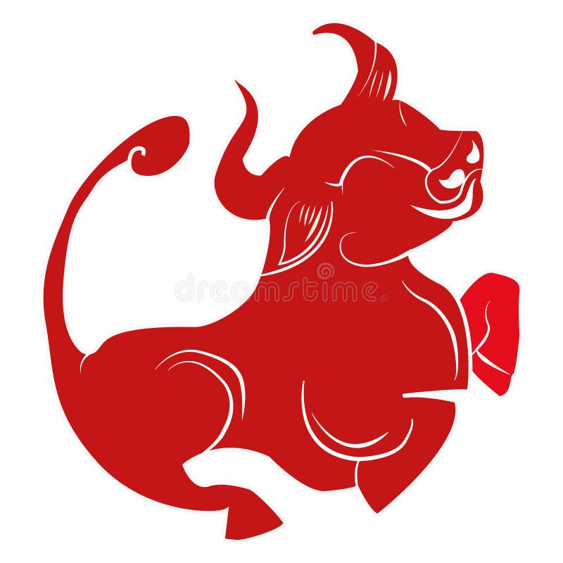 Silhouette of a happy ox stock vector. Illustration of design - 209436809