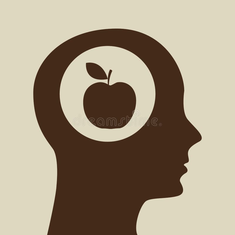 Silhouette Head Apple Icon Graphic Stock Vector - Illustration of apple ...