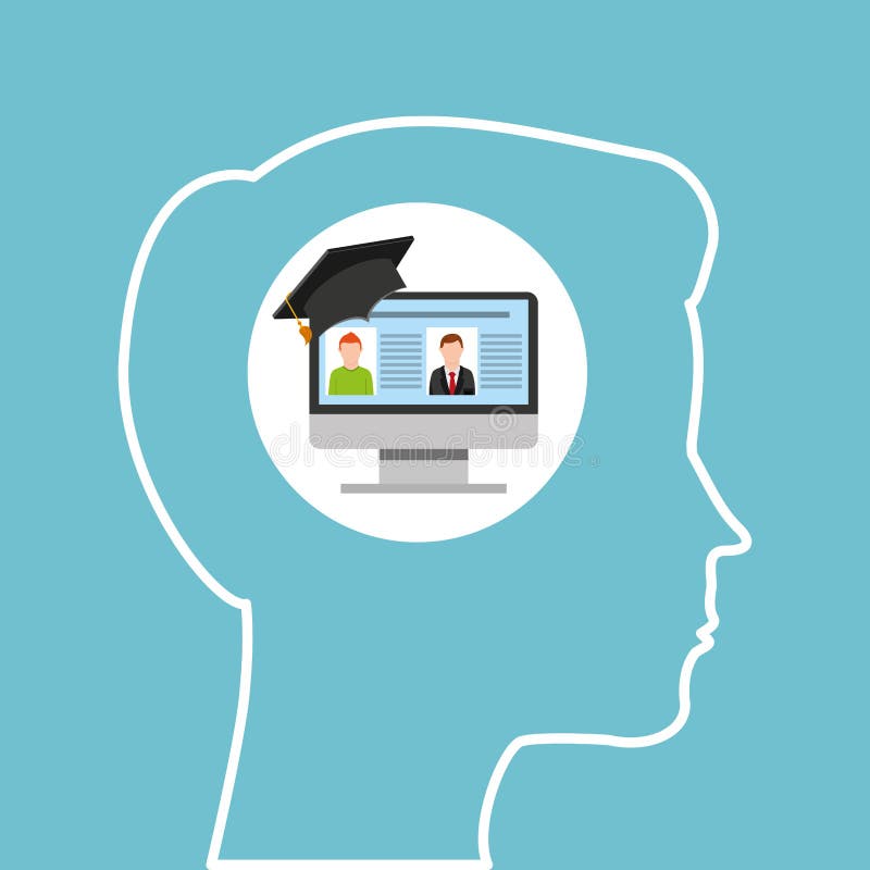 Silhouette Head Boy Computer Education Online Stock Vector ...