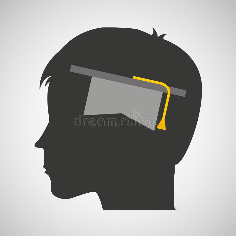 Silhouette Head Boy Student Hat Graduation Stock Vector - Illustration ...