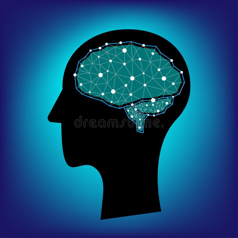 Silhouette Head with Brain Vector Flat Illustration Stock Vector ...
