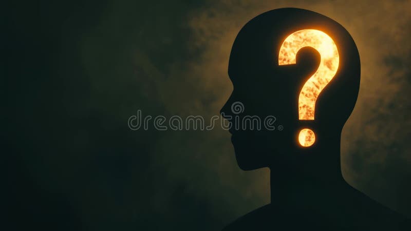 Silhouette Head with Glowing Question Mark Inside Mind Stock Video ...