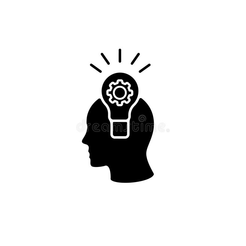 Silhouette Head with Light Bulb Symbolizing Innovative Thinking and ...