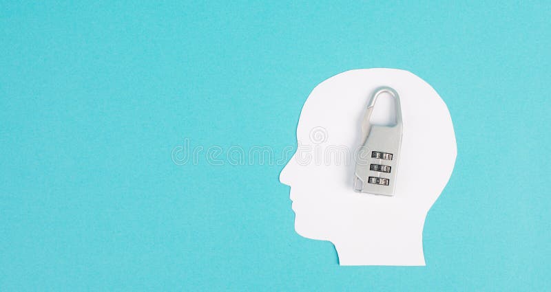 Silhouette of a Head with a Lock, Lockout from Computer Cloud, Safety ...