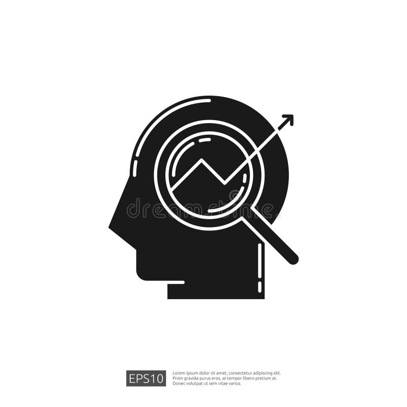 A Silhouette of a Head with a Magnifying Glass Focusing on a Rising ...