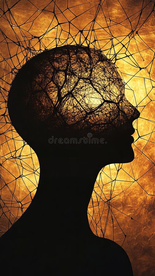 Silhouette of Head with Neural Network Pattern, Artistic Concept Stock ...