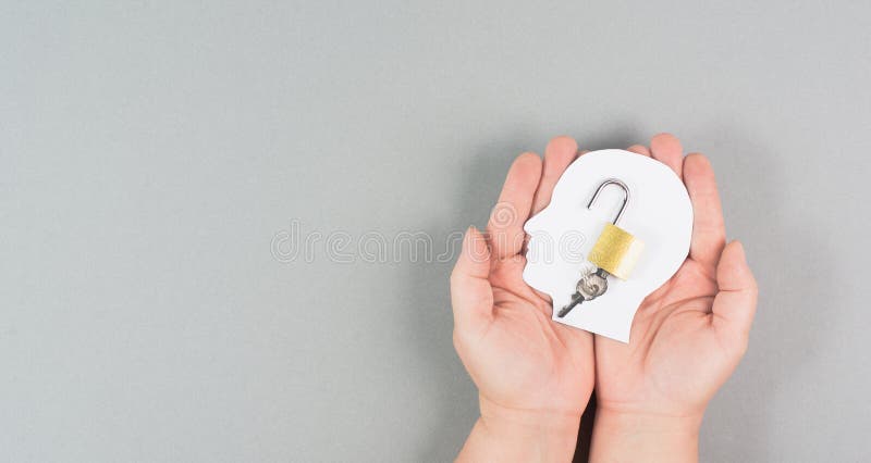 Silhouette of a Head with a Lock, Lockout from Computer Cloud, Safety ...
