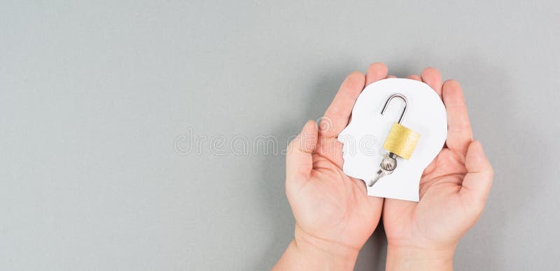 Silhouette of a Head with a Lock, Lockout from Computer Cloud, Safety ...