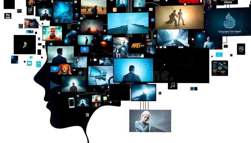 Silhouette Head Outline Filled with a Collection of Multiple Images ...