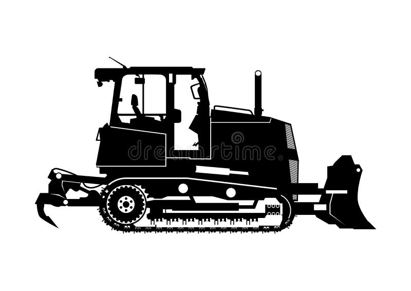 Silhouette of a Heavy Bulldozer on Continuous Tracks. Stock Vector ...