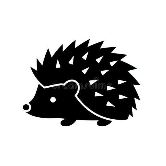 Silhouette of a Hedgehog, Characterized by a Simple, Stylized Black and ...