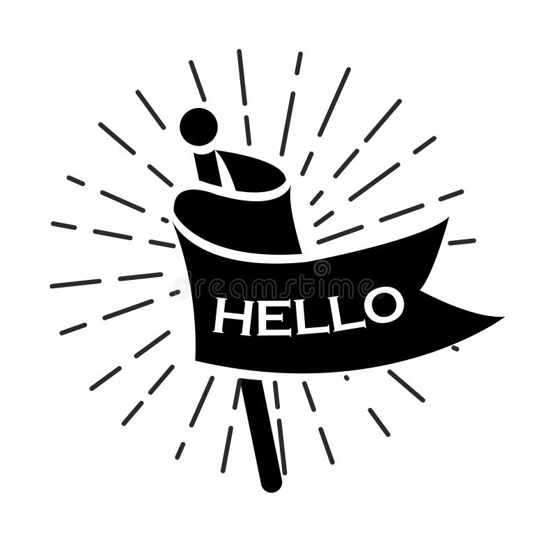 Silhouette Hello Flag with Sunburst Stock Vector - Illustration of ...