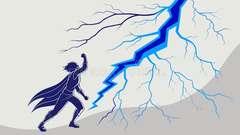 Silhouette of a Hero Commanding a Lightning Strike, Vector Art, Vector ...