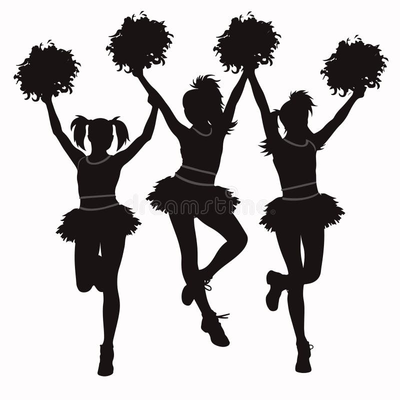 Silhouette of a High School Cheerleader with Pom Poms Stock Vector ...