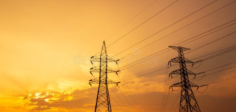 Silhouette of High Voltage Electrical Pole Structure Stock Image ...