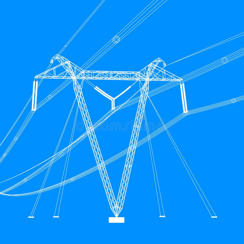 Silhouette of High Voltage Power Lines. Vector Illustration Stock ...