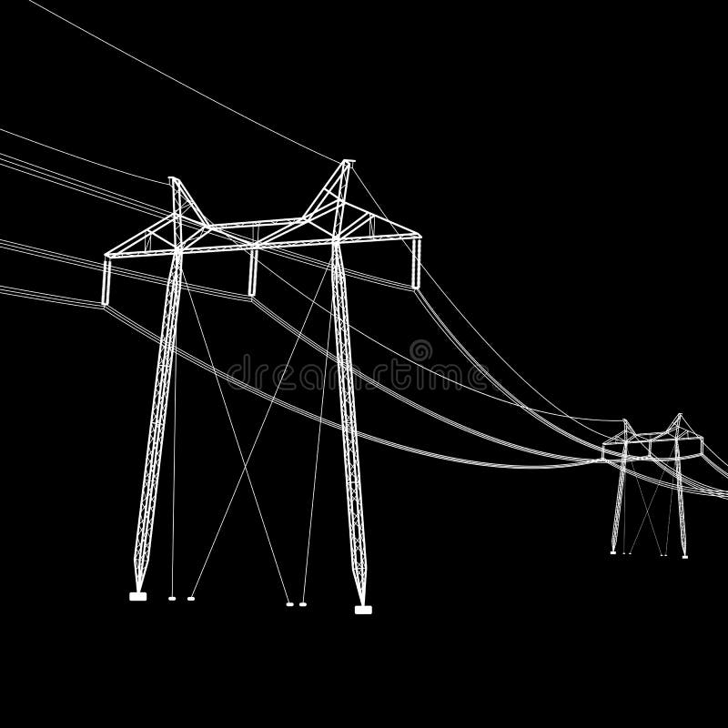 Silhouette of High Voltage Power Lines. Vector Illustration Stock ...