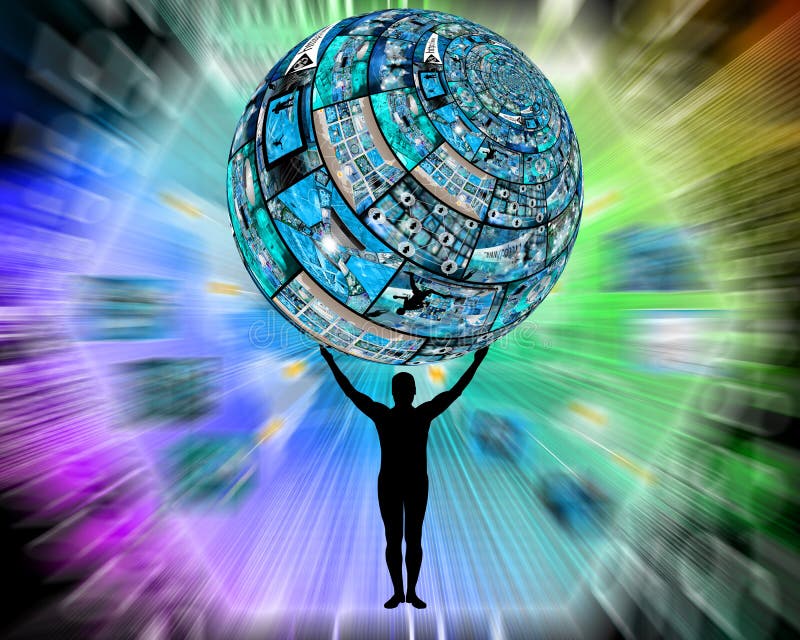 Silhouette Holding a Sphere Stock Illustration - Illustration of binary ...