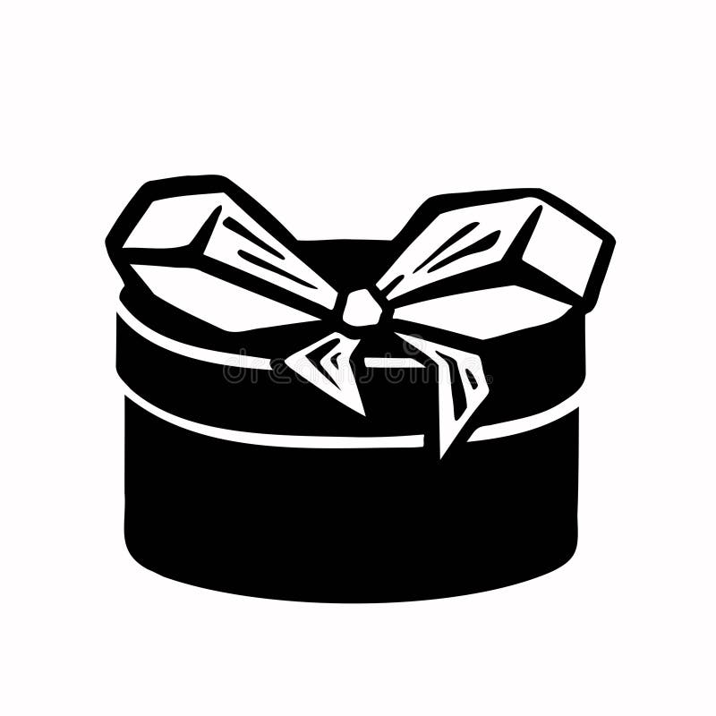 Silhouette, Holiday Gift Logo with Bow, Vector Illustration Stock Vector - Illustration of ...