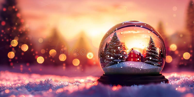 Silhouette of a Holiday Snow Globe with a Festive Scene Inside. Stock ...