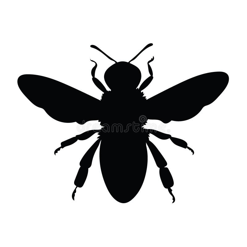 Silhouette Honey Bee Icon Flat Design Stock Vector - Illustration of ...