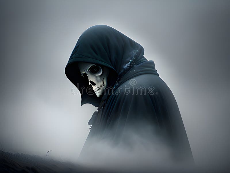 Silhouette of a Hooded Ghost Man in the Dark, Ai Generated Stock ...