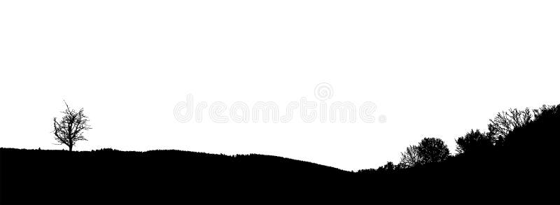 Silhouette of Horizon with Trees, Bush with Bare Branches Stock Vector ...