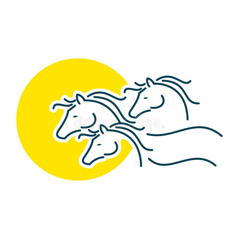 Silhouette of 3 Horse Logo Template Vector Stock Vector - Illustration ...
