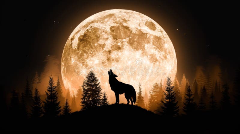 Wolf Trees Silhouette Stock Illustrations – 627 Wolf Trees Silhouette ...