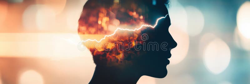 Silhouette of a Human with Brain Activity Illustration Depicting ...